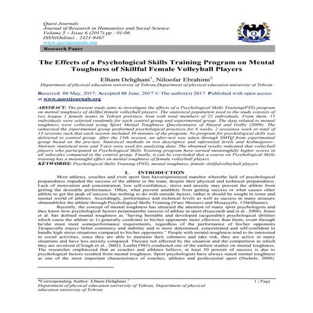 The Effects of a Psychological Skills Training Program on Mental ...
