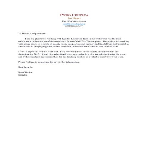 Letter of Recom: PCelt | PDF