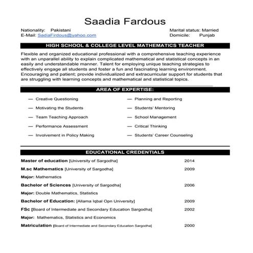 Sadia CV | PDF