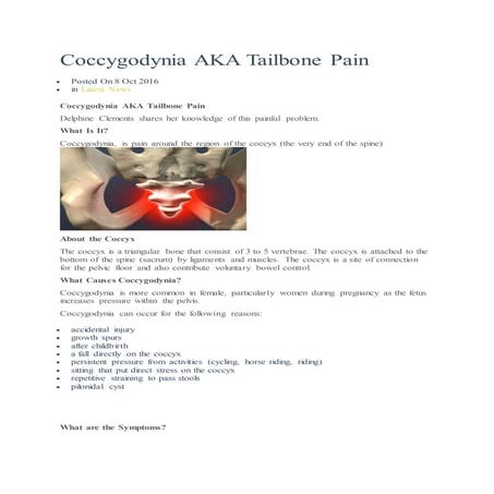 Coccygodynia AKA Tailbone Pain | DOCX