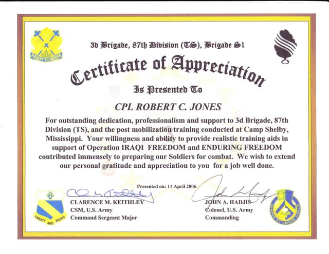 Usmc Certificate Of Commendation Template