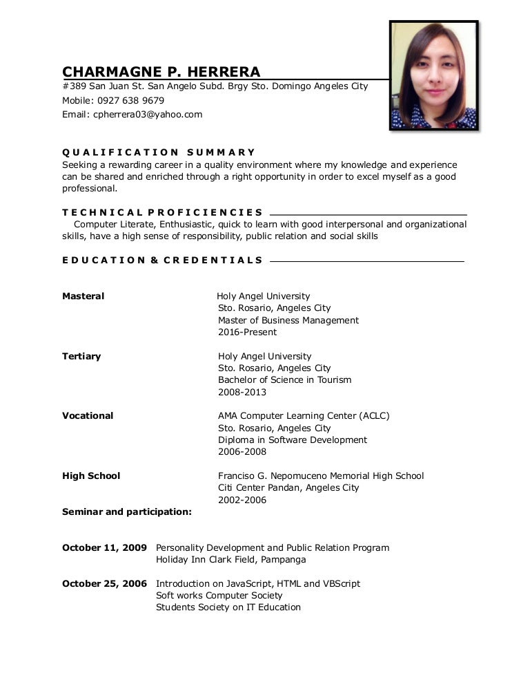 Tagalog Resume Format Captions Trend