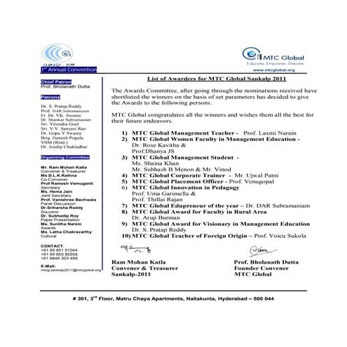 MTC Global Award --2011 | PDF