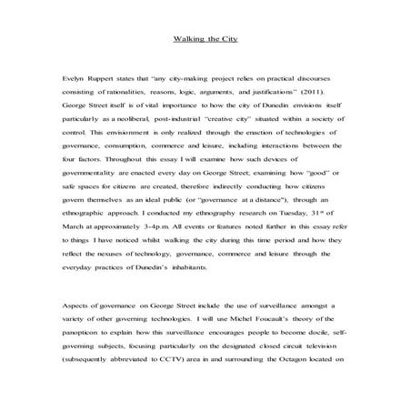 Example of work - Walking the City (ethnographic research essay) | DOCX