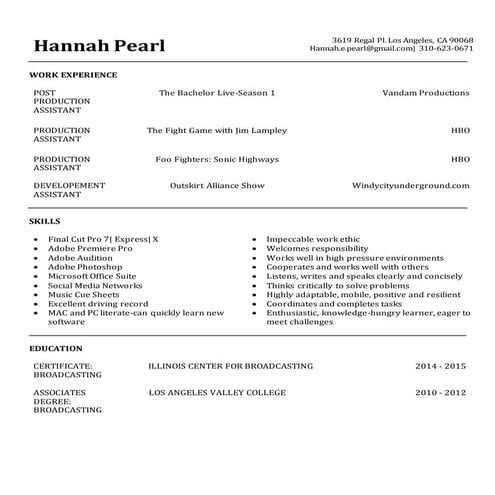 PA Resume 2016 | PDF