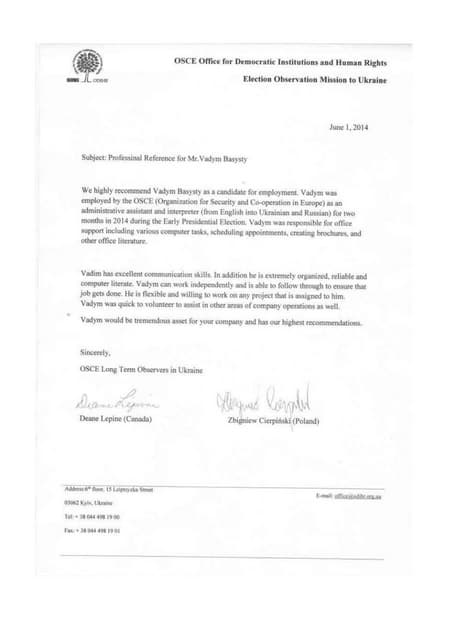Reco letter Vadym Basysty | PDF