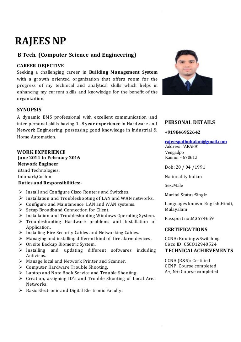 BMS ENGINEER CV