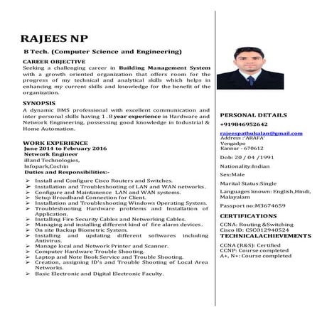 BMS ENGINEER CV | DOCX