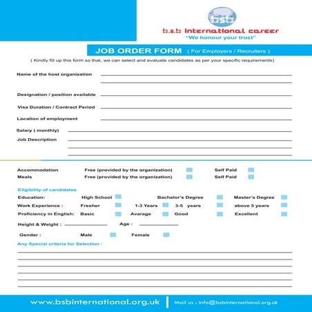 Job order form | PDF