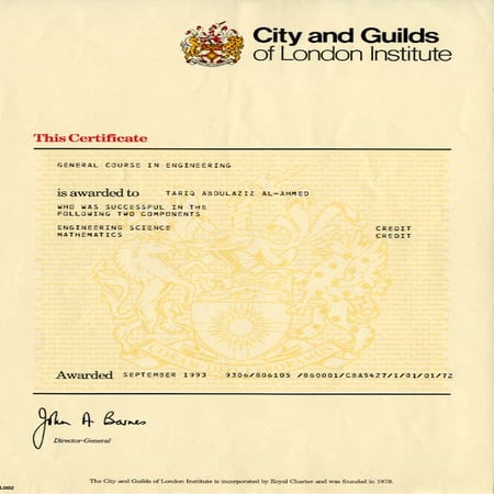city and guilds certificates