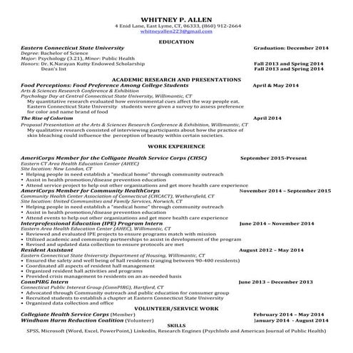 WHITNEY P. ALLEN RESUME 2015-2016 | PDF