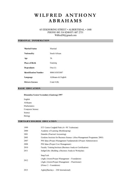 Ronel Vincent CV 2015 | DOC