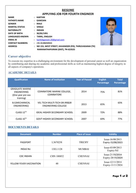 SRIVATSAN CV - Marine Engineering - REVISED | DOCX