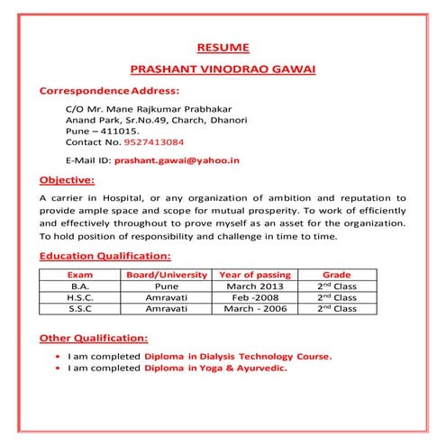 Prashant Resume Pdf