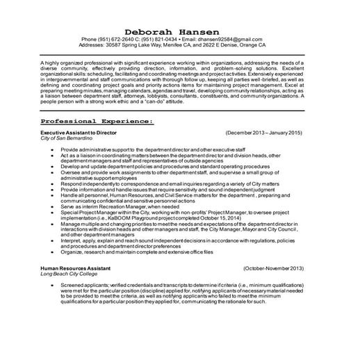 DEBORAH HANSEN RESUME 2015 | PDF