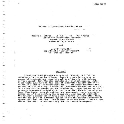 Automatic Typewriter Identification Paper | PDF