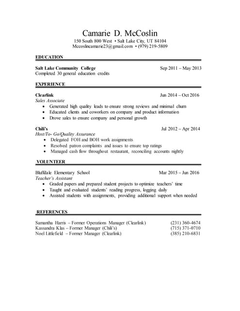 Connor Resume 150414 | PDF | College Sports | Sports