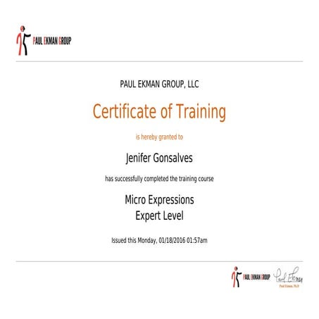 1 Micro Expressions paulekman-certificate-41642 | PDF