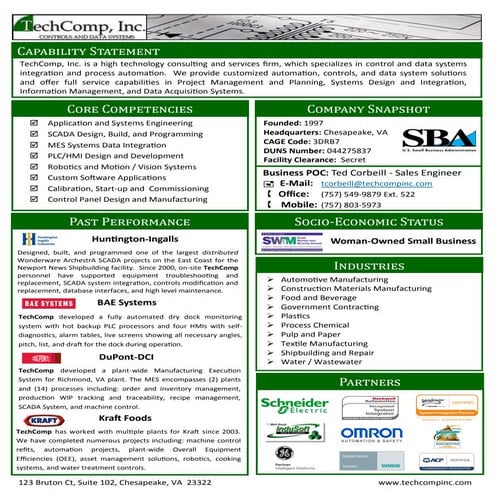TechComp Capability Statement | PDF | IT and Internet Support | Internet