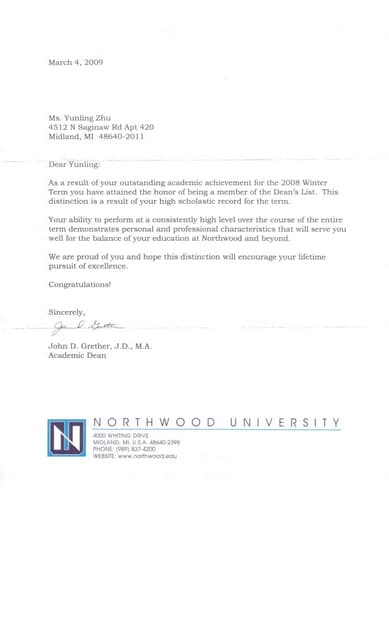 Letter from Dean | PDF