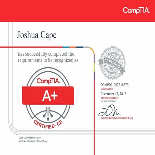 CompTIA A+ ce certificate | PPT