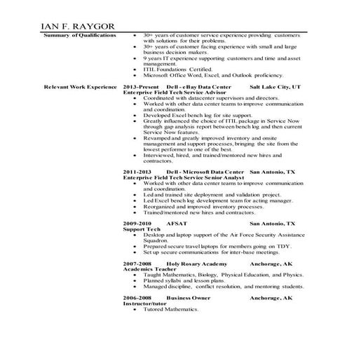 Ian F Raygor Resume | DOCX