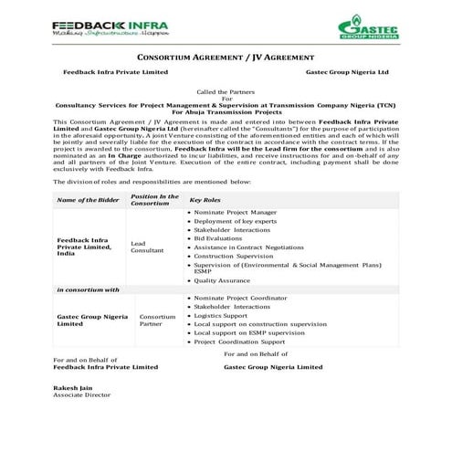 Consortium Agreement Nigeria | DOCX | Business | Business and Finance