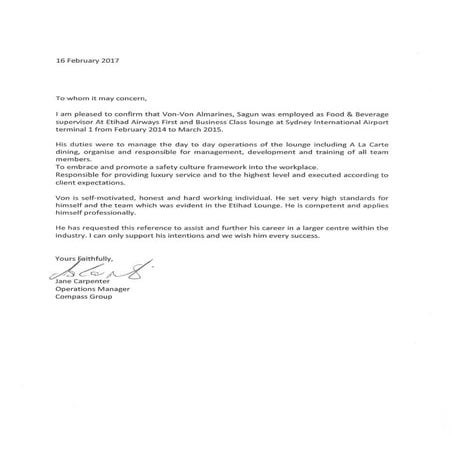 Vons Reference letter[2] | PDF