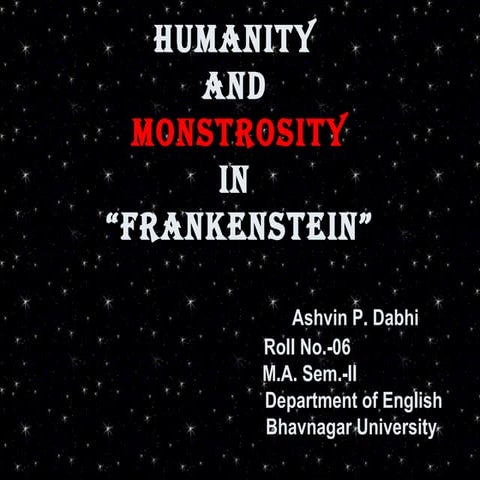 Humanity and Monstrosity in Frankenstein | PPT