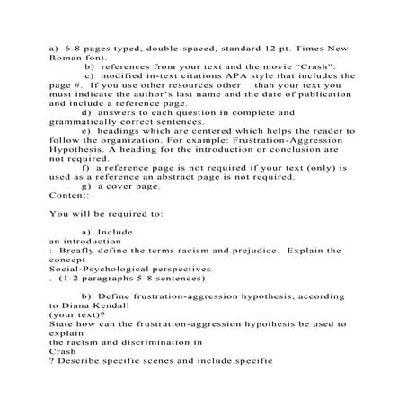 a) 6-8 pages typed, double-spaced, standard 12 pt. Times New Roman .docx