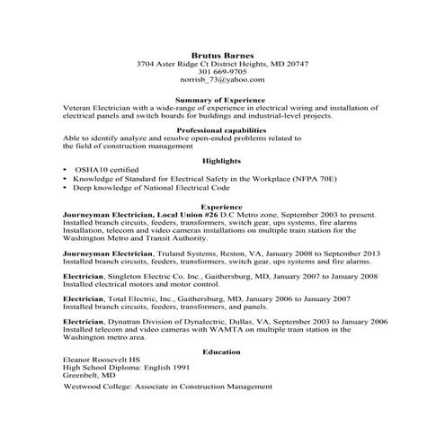 Brutus Barnes resume | DOC