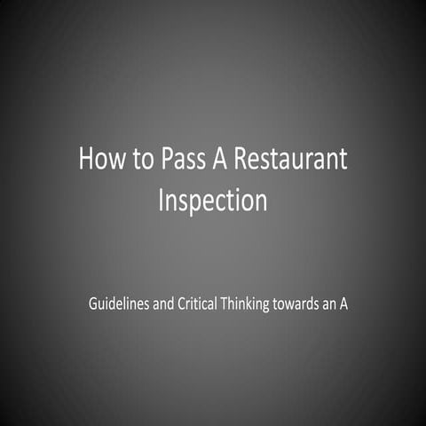 How to Pass A Restaurant Inspection | PPT