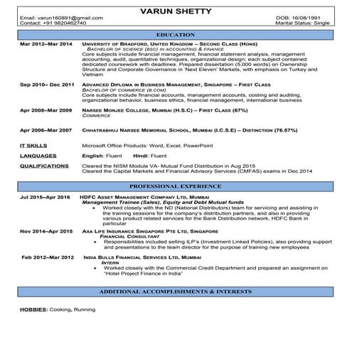 Varun S Resume | DOC