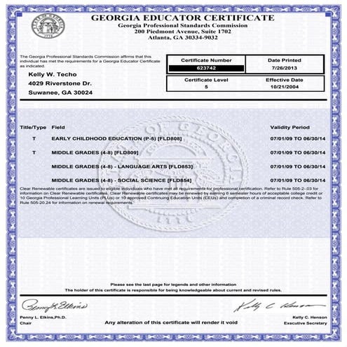 GA Teaching Cerficate | PDF