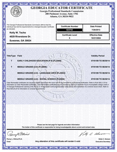 Georgiafinalcertofeligibilty | PDF