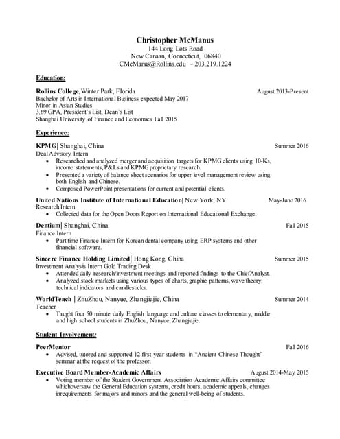 Cameron White LinkedIn Resume | PDF