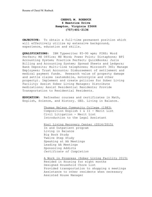 Bea resume updated 2 3-2017 | ODT