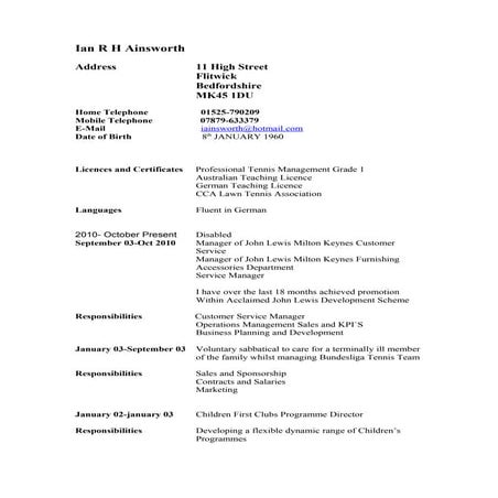 Ian R H Ainsworth cv[1] | PDF