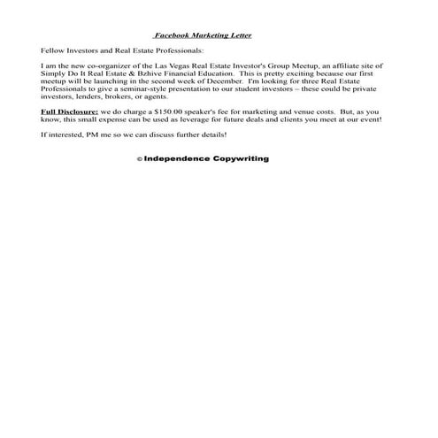 FB MARKETING LETTER! | PDF
