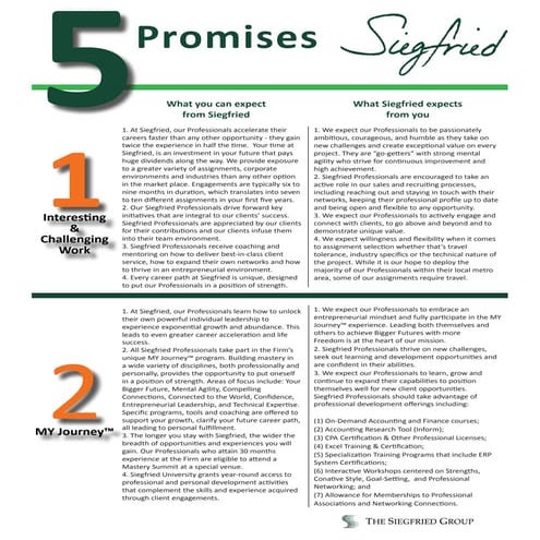 The 5 Promises at Siegfried | PDF | Career Planning | Careers