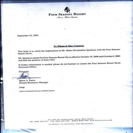 4 seasons - nevis-service letter | PDF