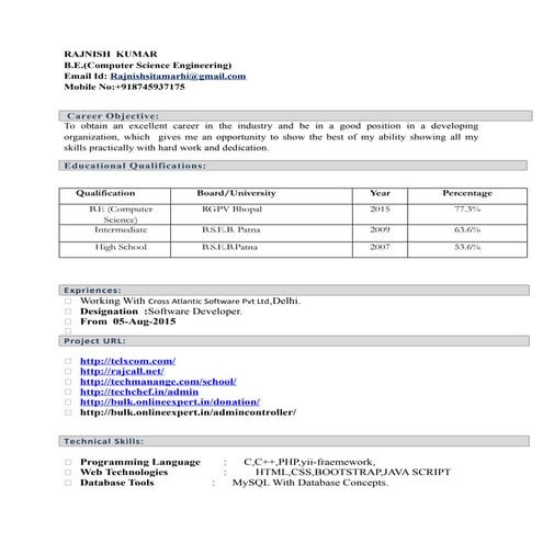 Rajnish resume1 | PDF