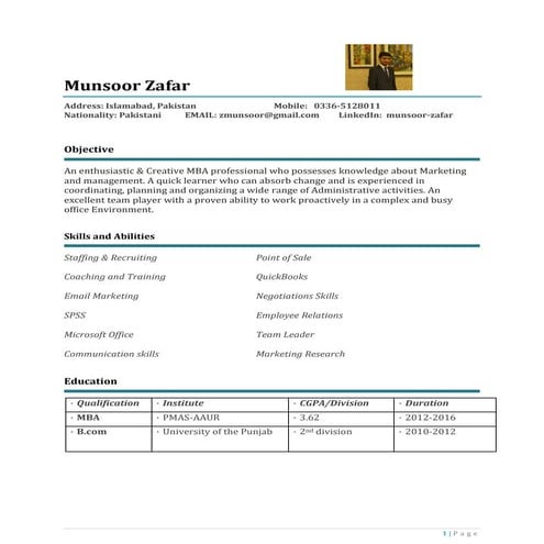 Munsoor CV | PDF
