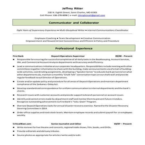 Jeffrey Ritter Resume | PDF