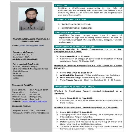 Javed CV | DOC | Civil Engineering Industry | Industries