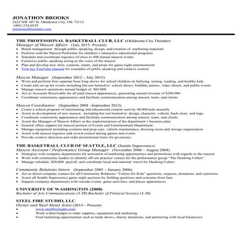 JB Resume August 2015 | DOC