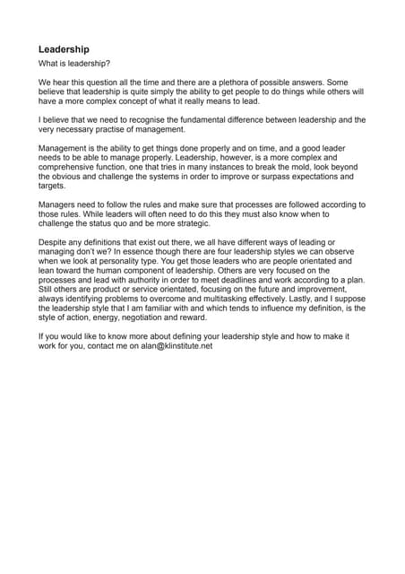 Assignment on leadership | PDF