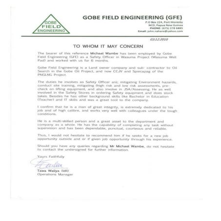 GFE Employer Reference | PDF