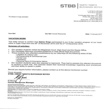 STBB Confirmation Letter | PDF