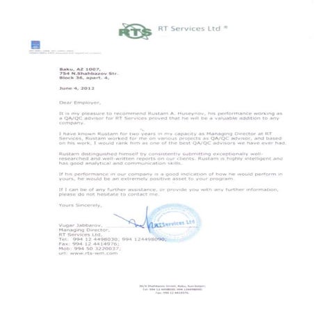 Recommendation letter from RTS | PDF
